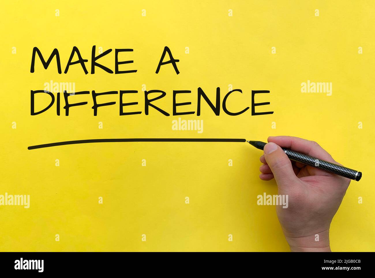 Make a difference text on yellow cover background. Make a difference ...