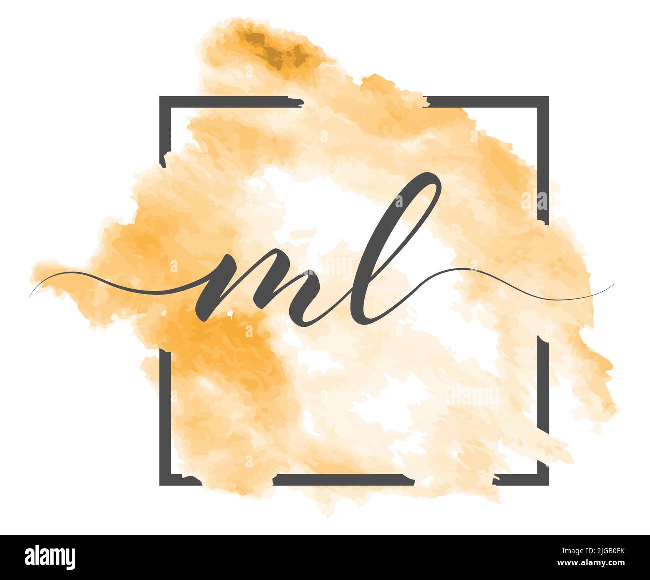 Calligraphic lowercase letters M and L are written in a solid line on a ...