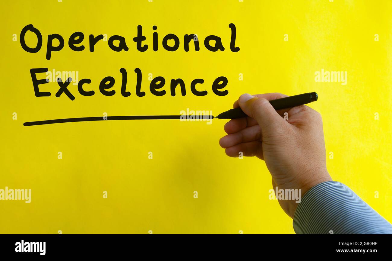 Operational excellence text on yellow cover background. Business ...