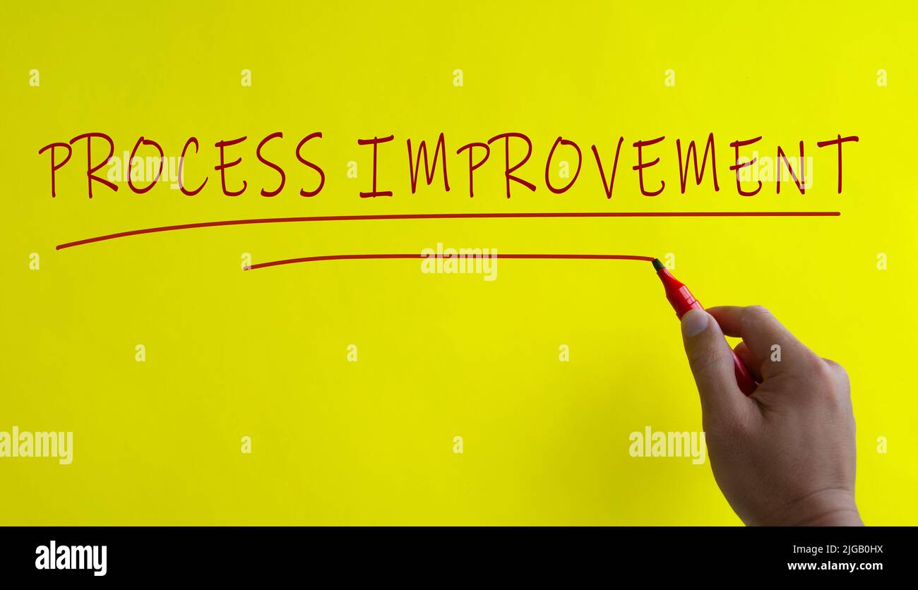 Process improvement text on yellow cover background. Process ...