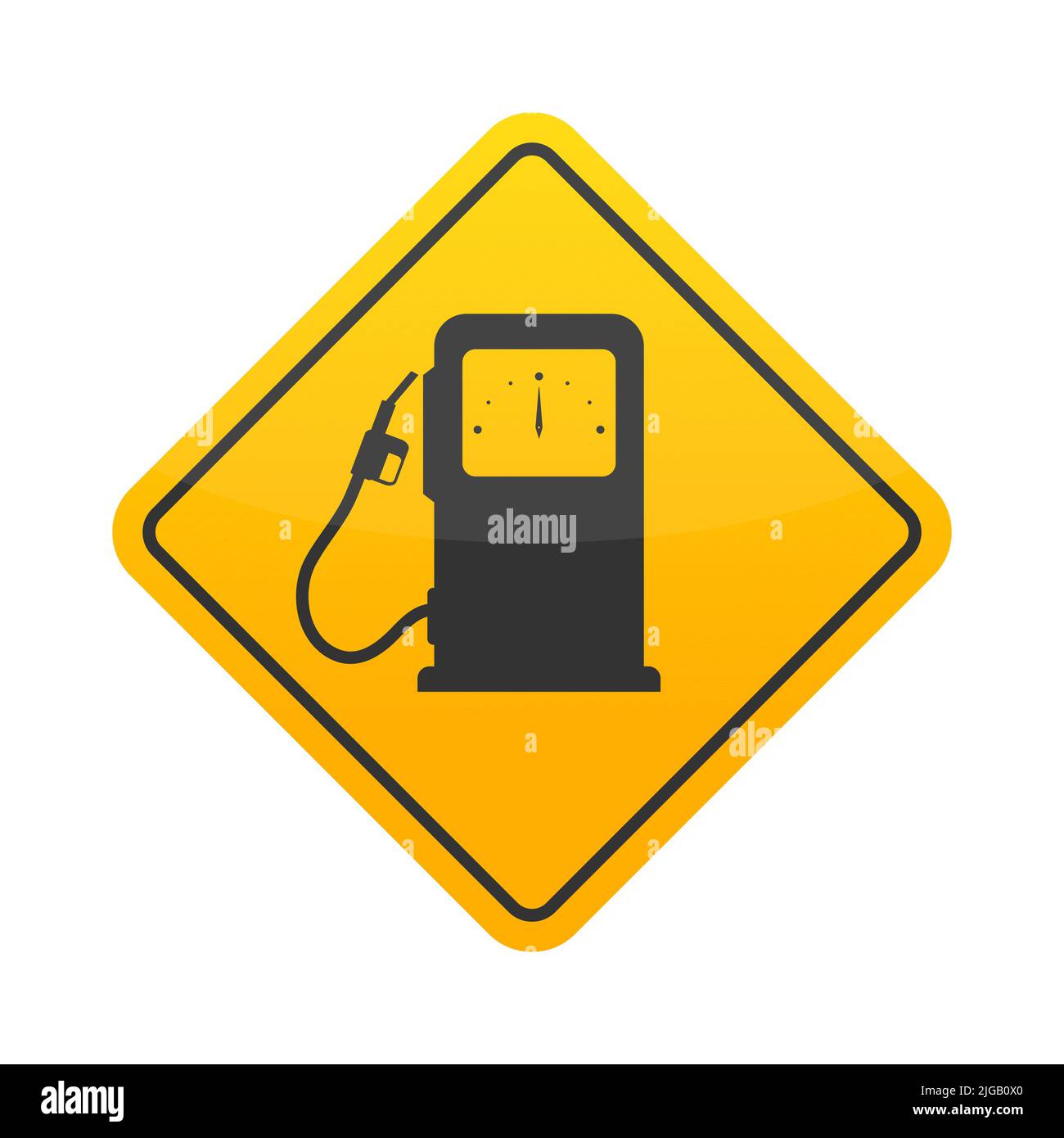 Yellow warning sign with a picture of a fuel pump. Warning about ...