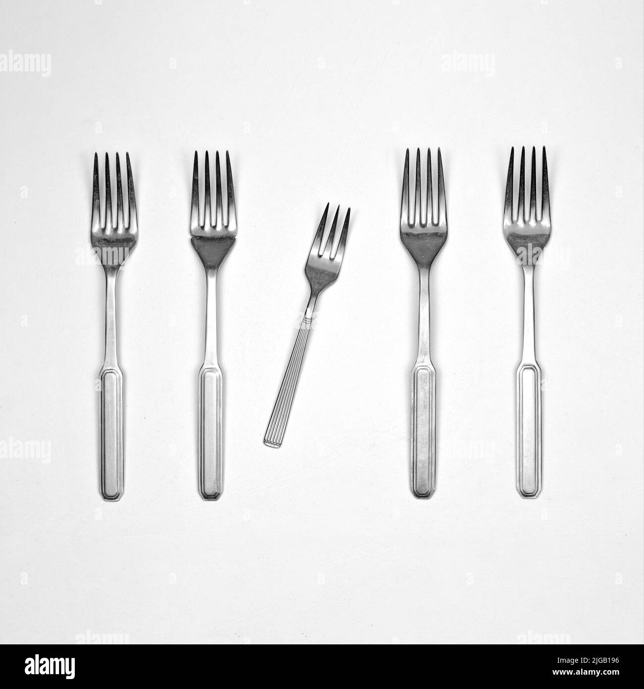 Set of forks with a smaller one representing the diversity of heights ...