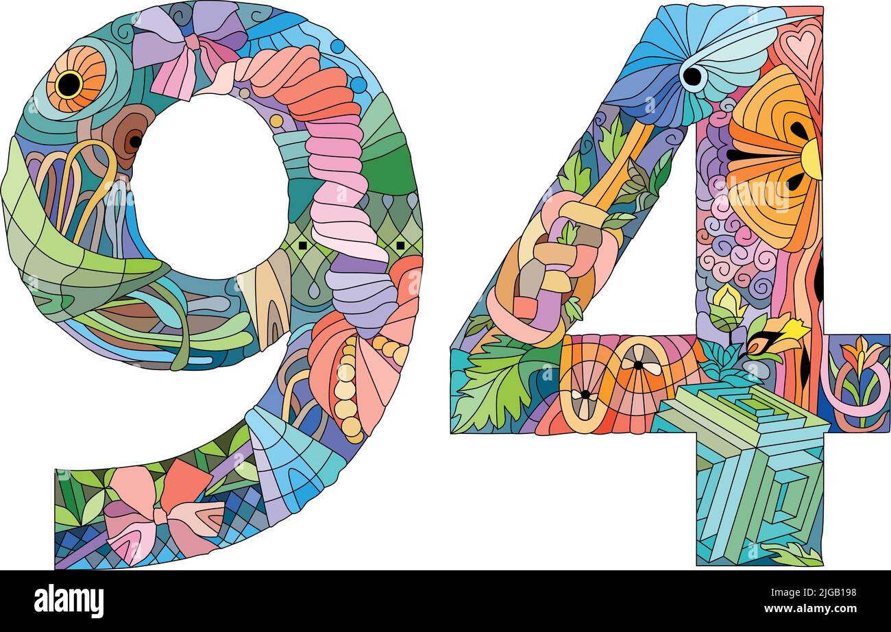 Eighty-four number Isolated zentangle illustration for decoration Stock ...
