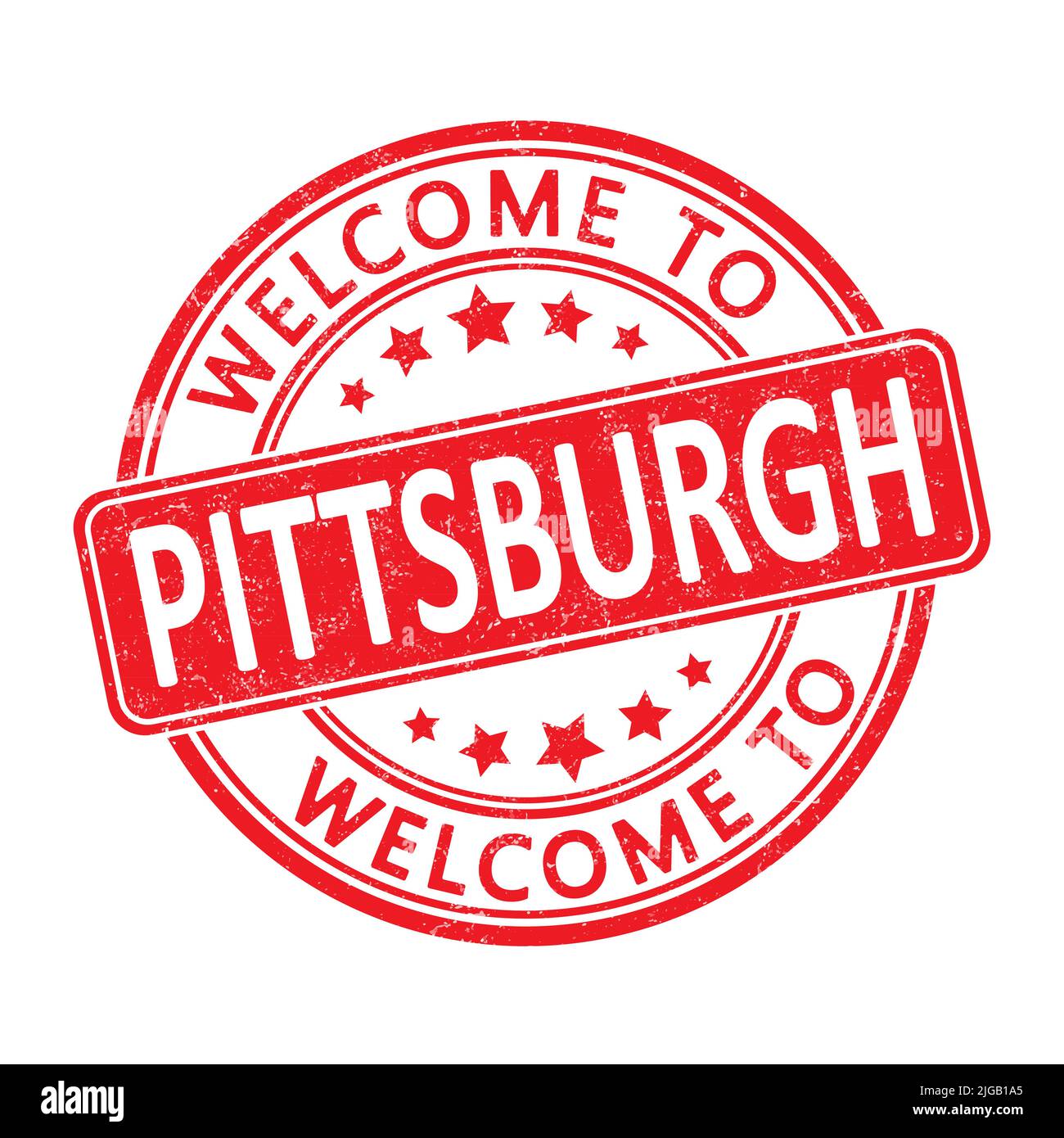 Welcome to Pittsburgh. Impression of a round stamp with a scuff. Flat ...