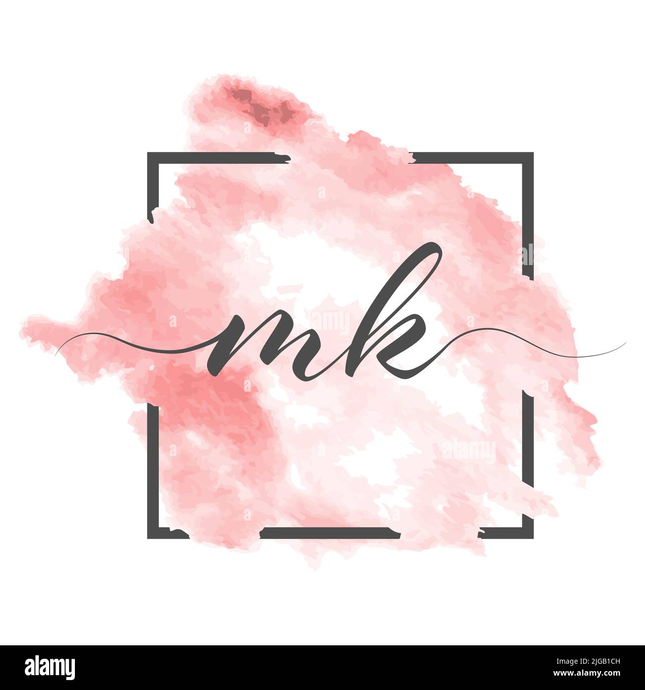 Calligraphic lowercase letters M and K are written in a solid line on a ...