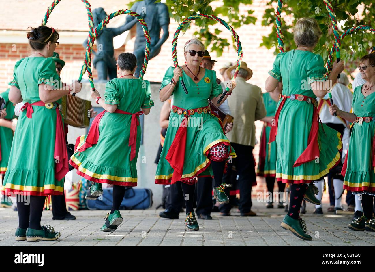 Dancers from the Oyster Girls Morris Dancers perform on The Hard in ...