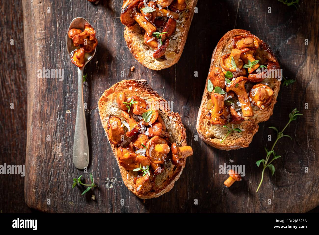 Hot and delicious toasts as a quick snack for lunch. Toasts made with ...