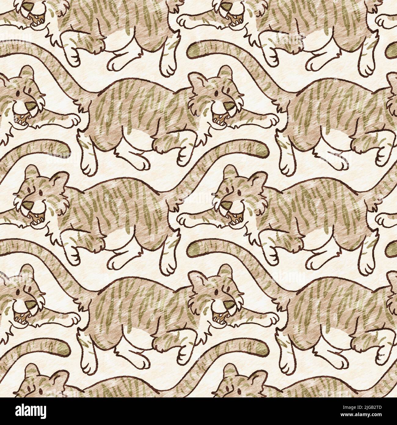 Cute safari wild tiger animal pattern for babies room decor. Seamless ...