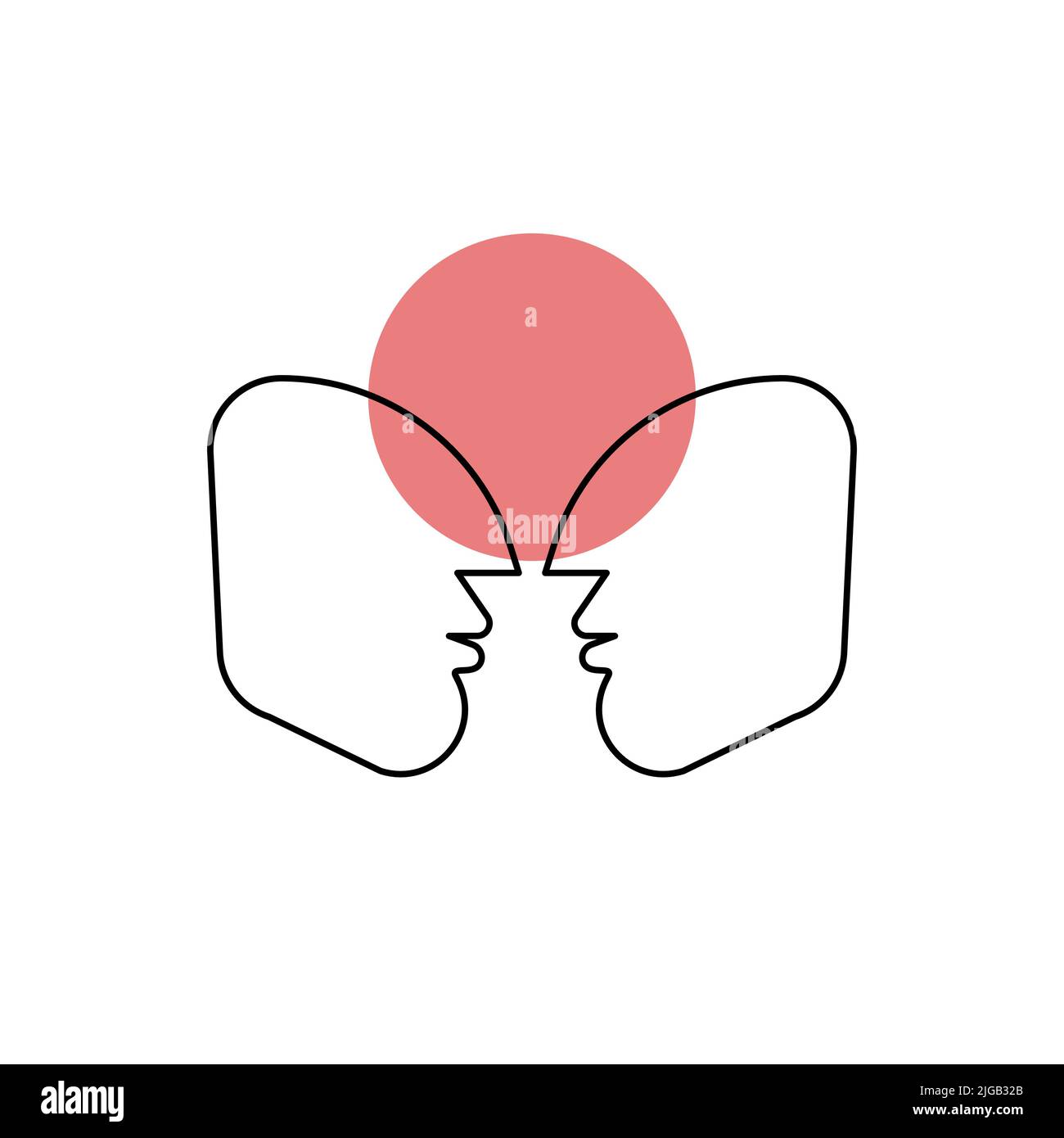 empathy logo, coach icon, two faces and circle, psychologist sign ...