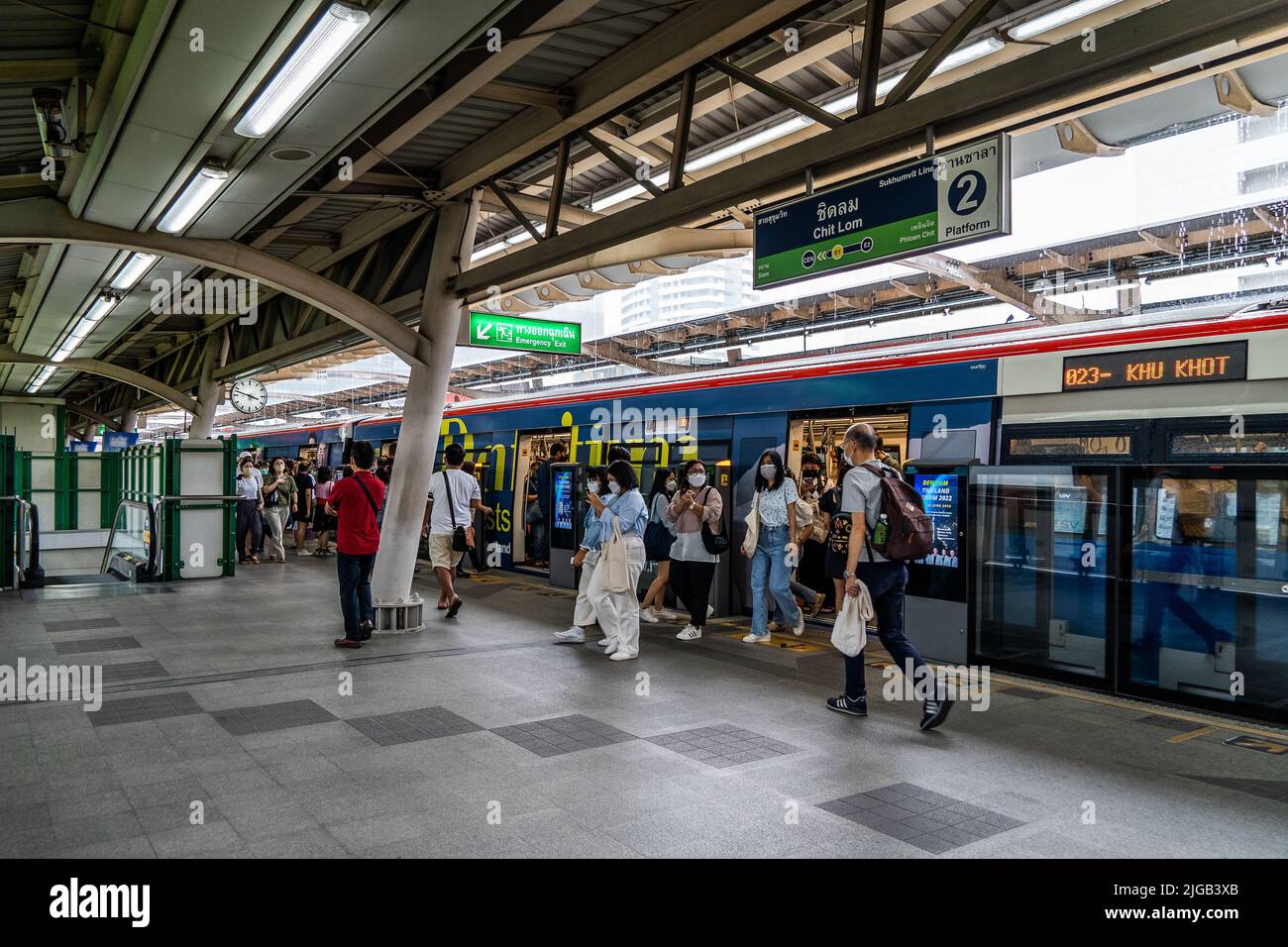 Bangkok, Thailand. 09th July, 2022. People exit the BTS Skytrain during ...