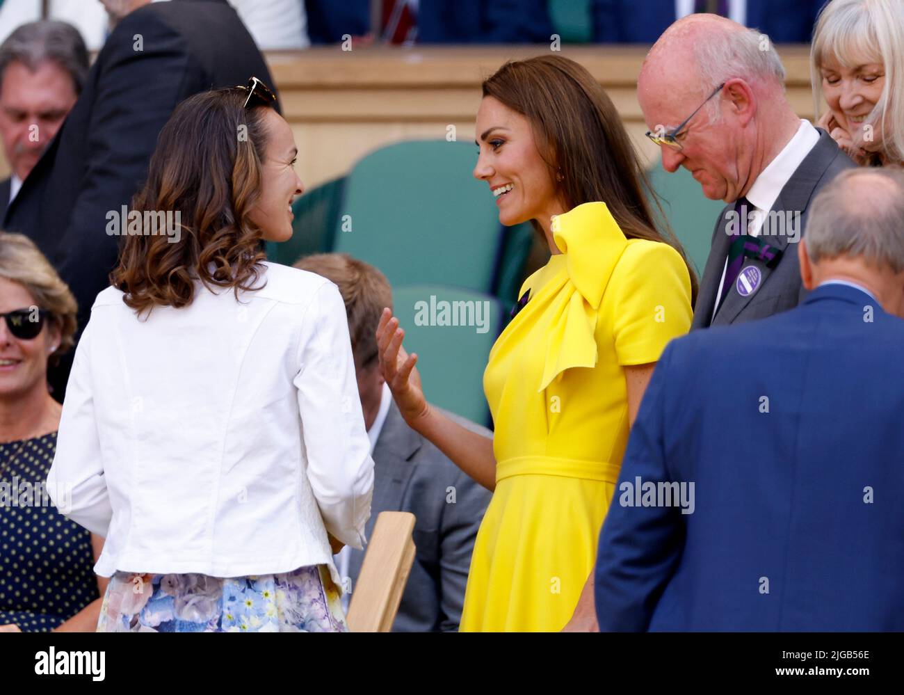 The Duchess of Cambridge, speaks with Martina Hingis and AELTC chairman ...