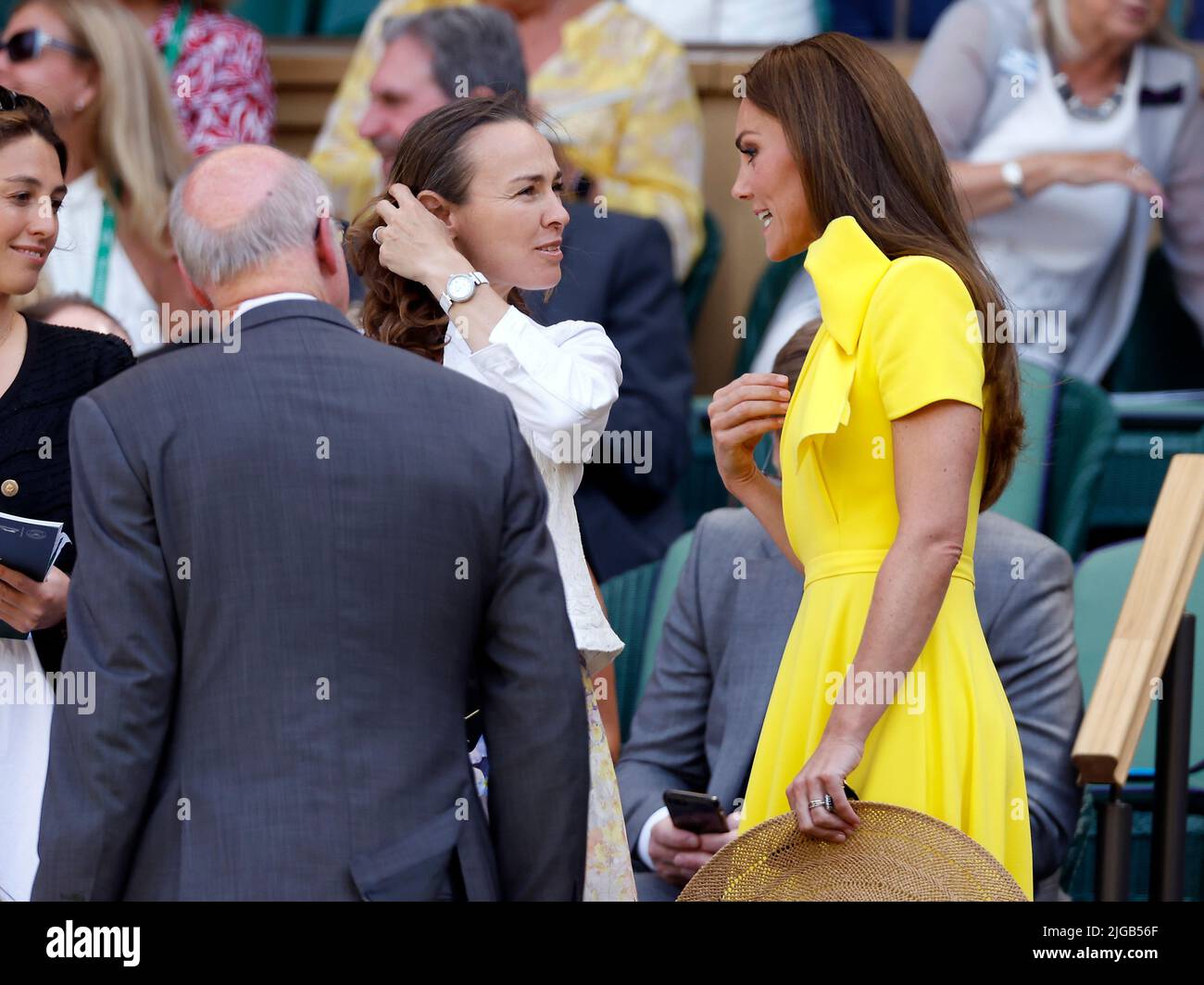 The Duchess of Cambridge, speaks with Martina Hingis and AELTC chairman ...
