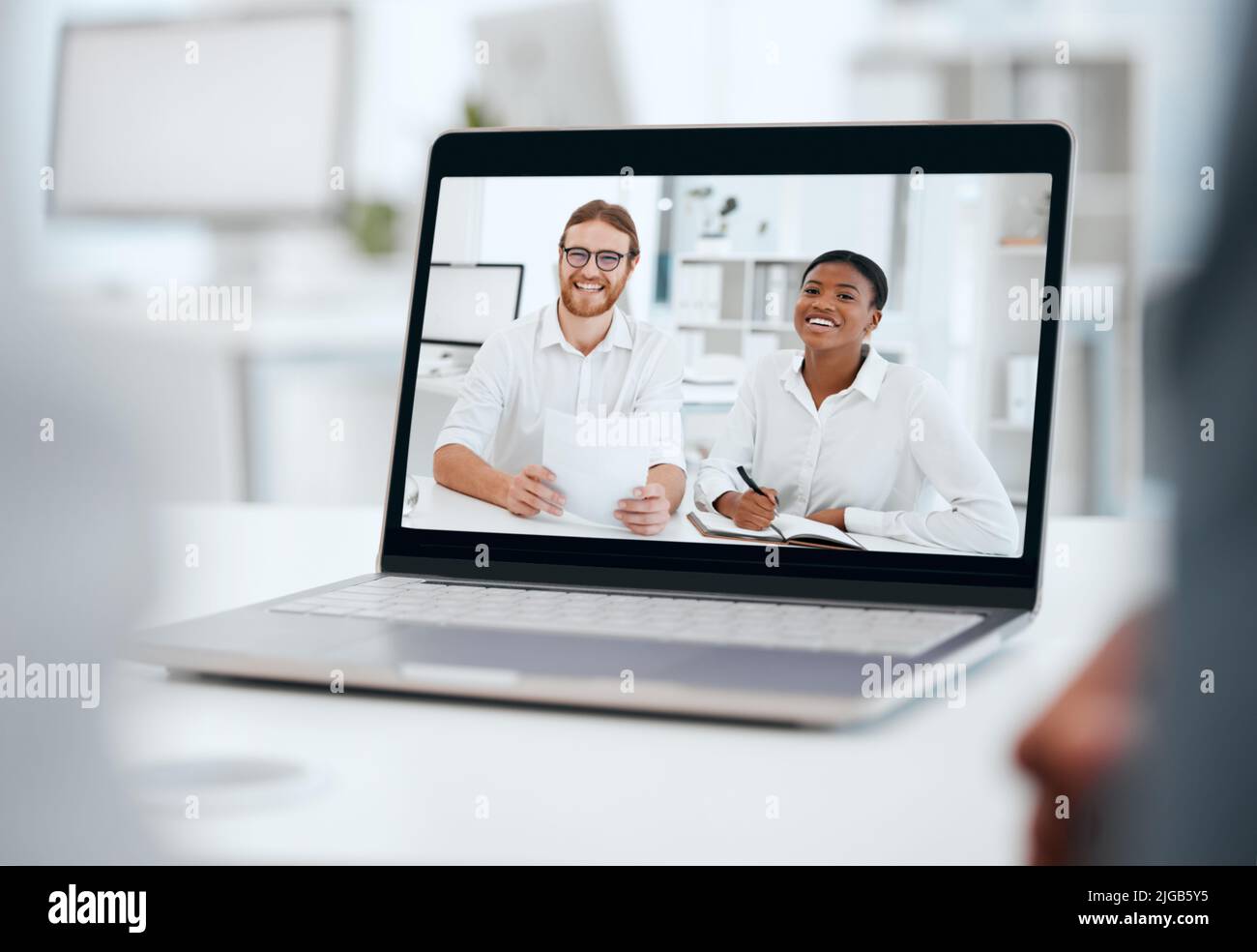 Staying safe, having virtual meetings. a group of businesspeople in a ...