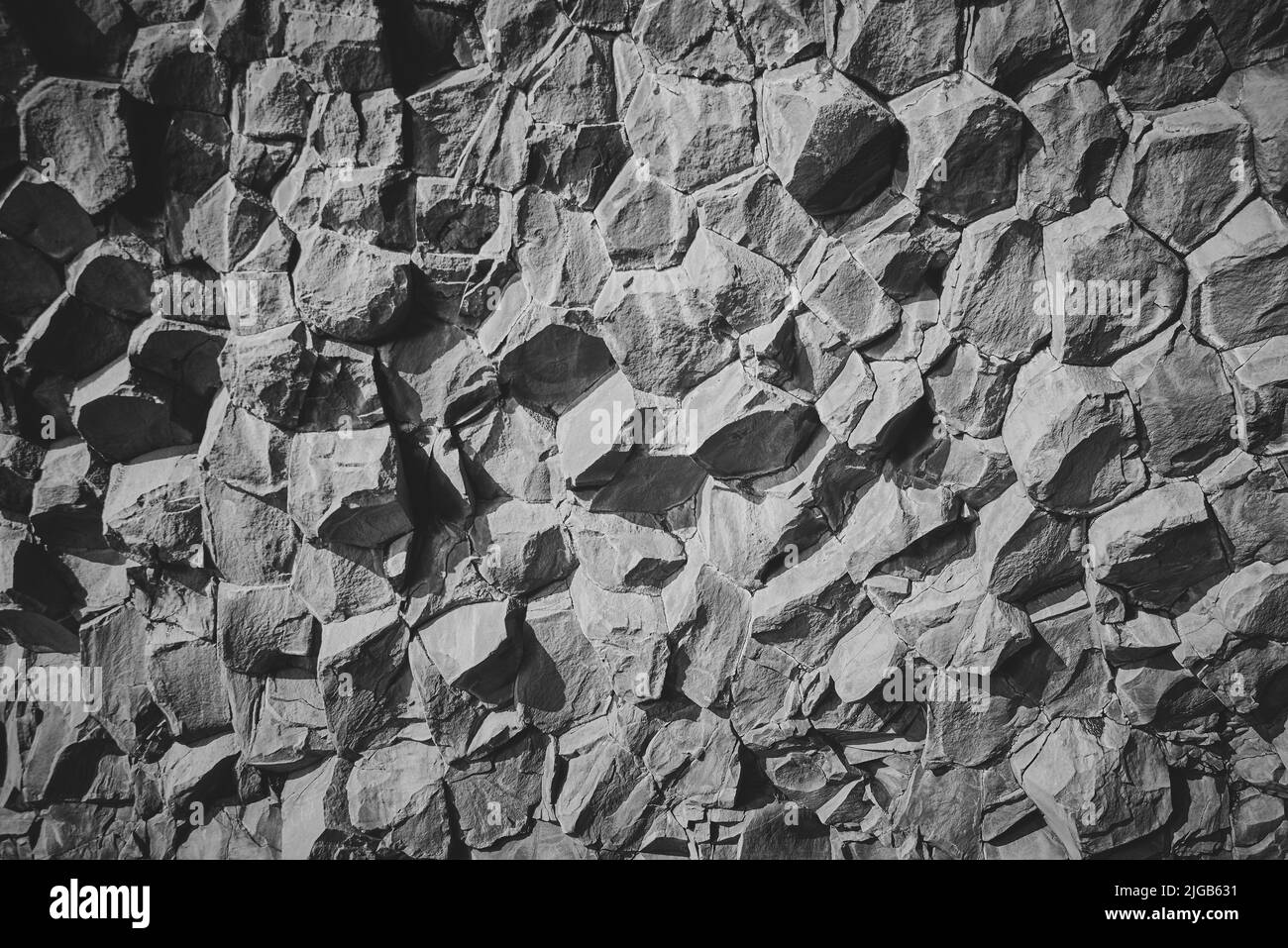 Basalt rock column cave iceland Black and White Stock Photos & Images ...