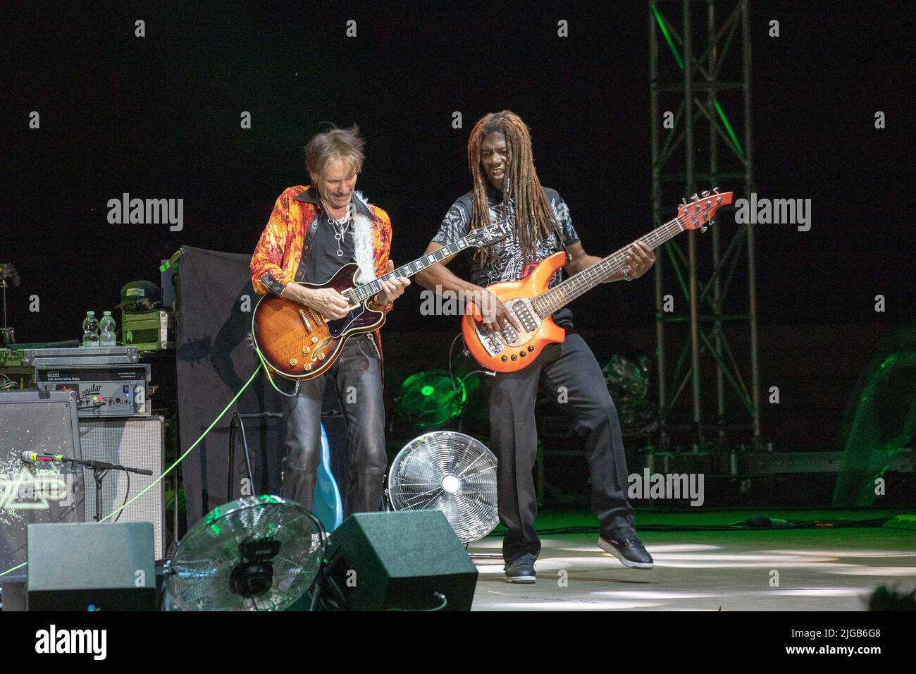 Steve Vai and Philip Bynoe during the Music Concert Steve Vai on July ...