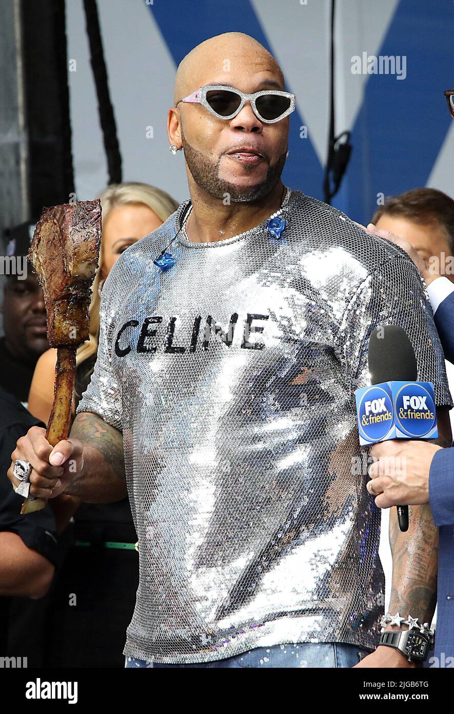 New York, NY, USA. 8th July, 2022. Flo Rida pictured as Flo Rida performs on Fox and Friends at ...