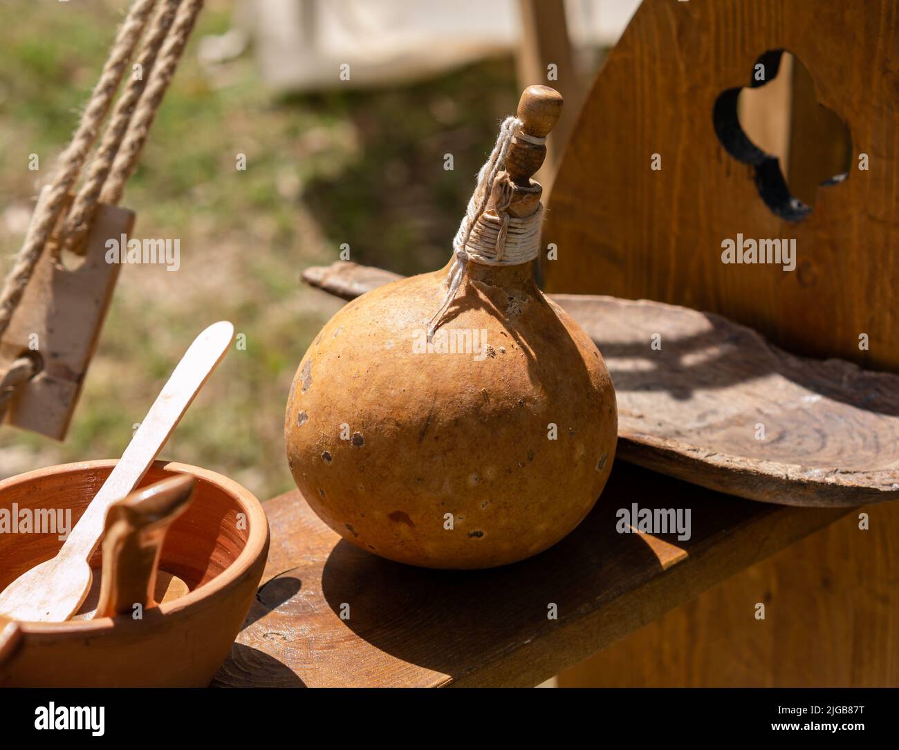 small dehydrated pumpkin used as a water or wine flask Stock Photo - Alamy