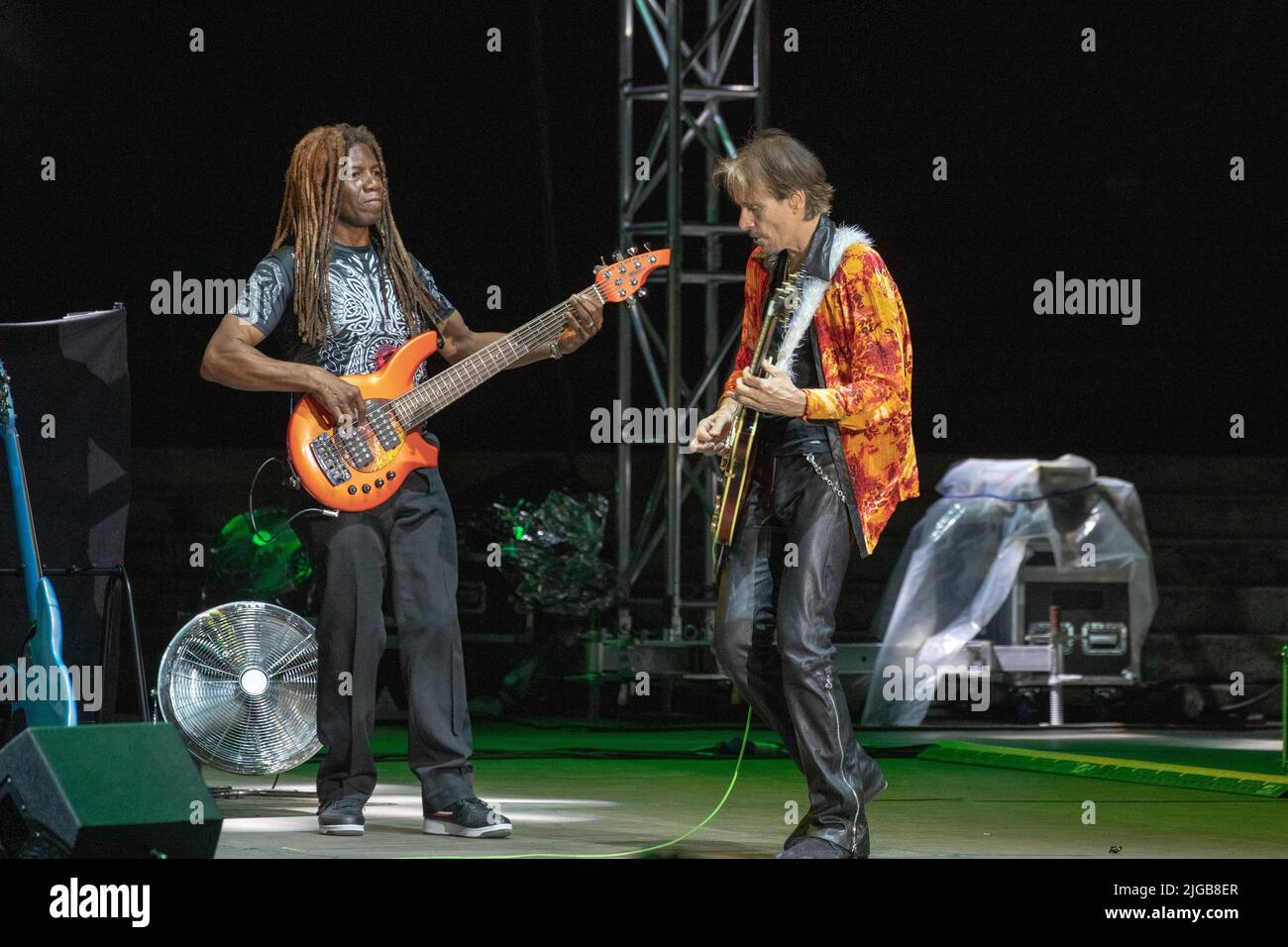 Steve Vai and Philip Bynoe during Steve Vai, Music Concert in Gardone ...