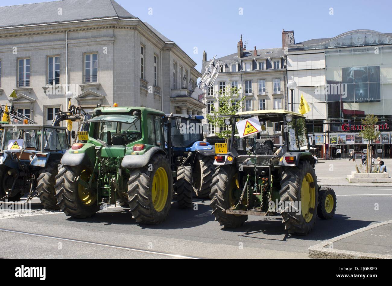 angry farmer protest demonstration in nantes, france Stock Photo - Alamy