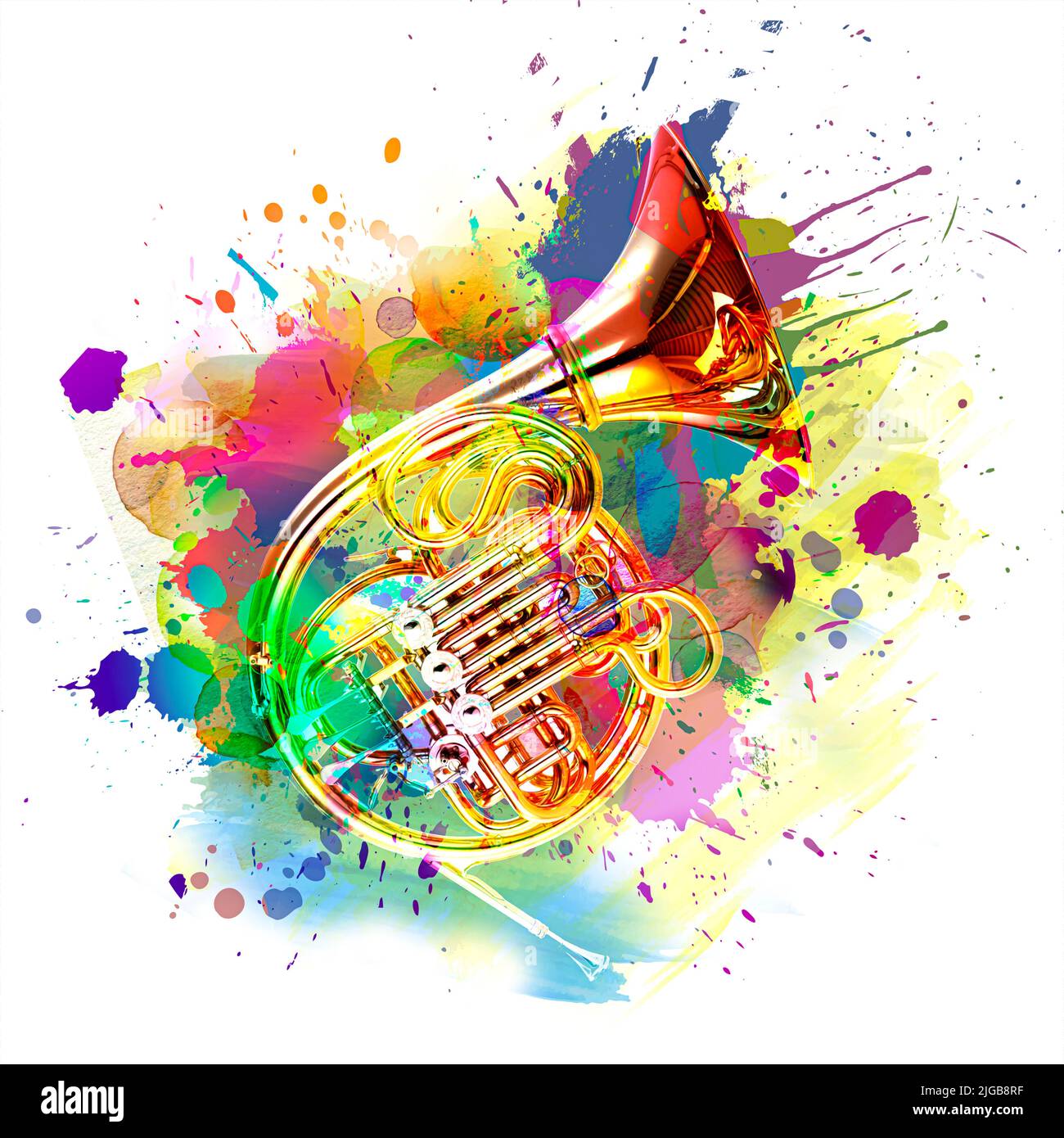 bright abstract background with French Horns color art Stock Photo - Alamy