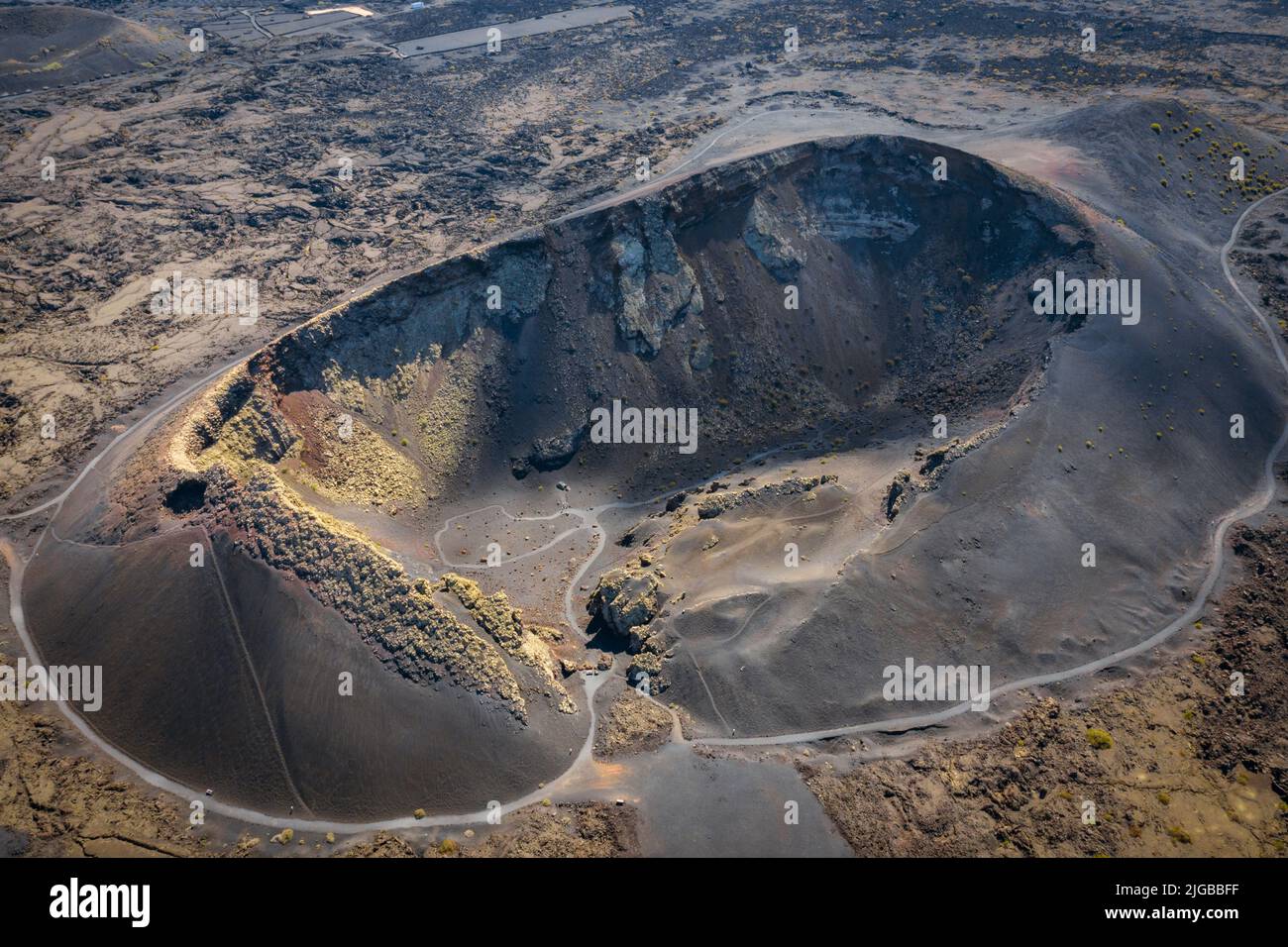 aerial view volcano el cuervo and black volcanic soil Stock Photo - Alamy