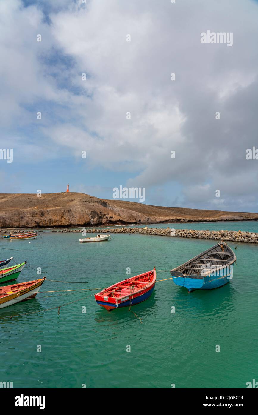 Fisher boats in Pedra Lume harbor in Sal Islands - Cape Verde ...