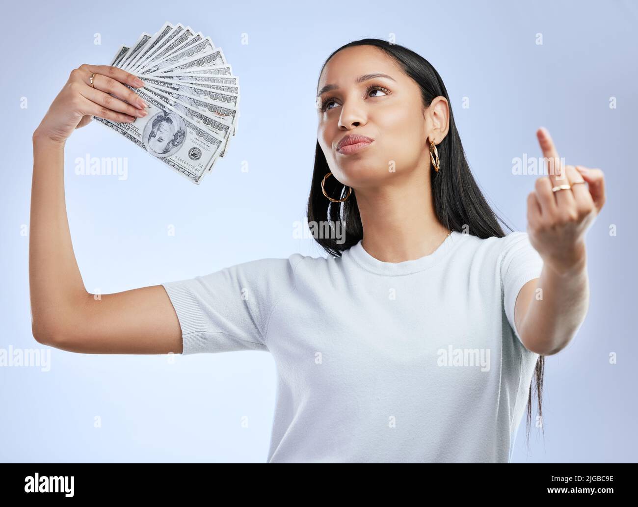 I dont need your money, I have my own. a young woman showing middle ...