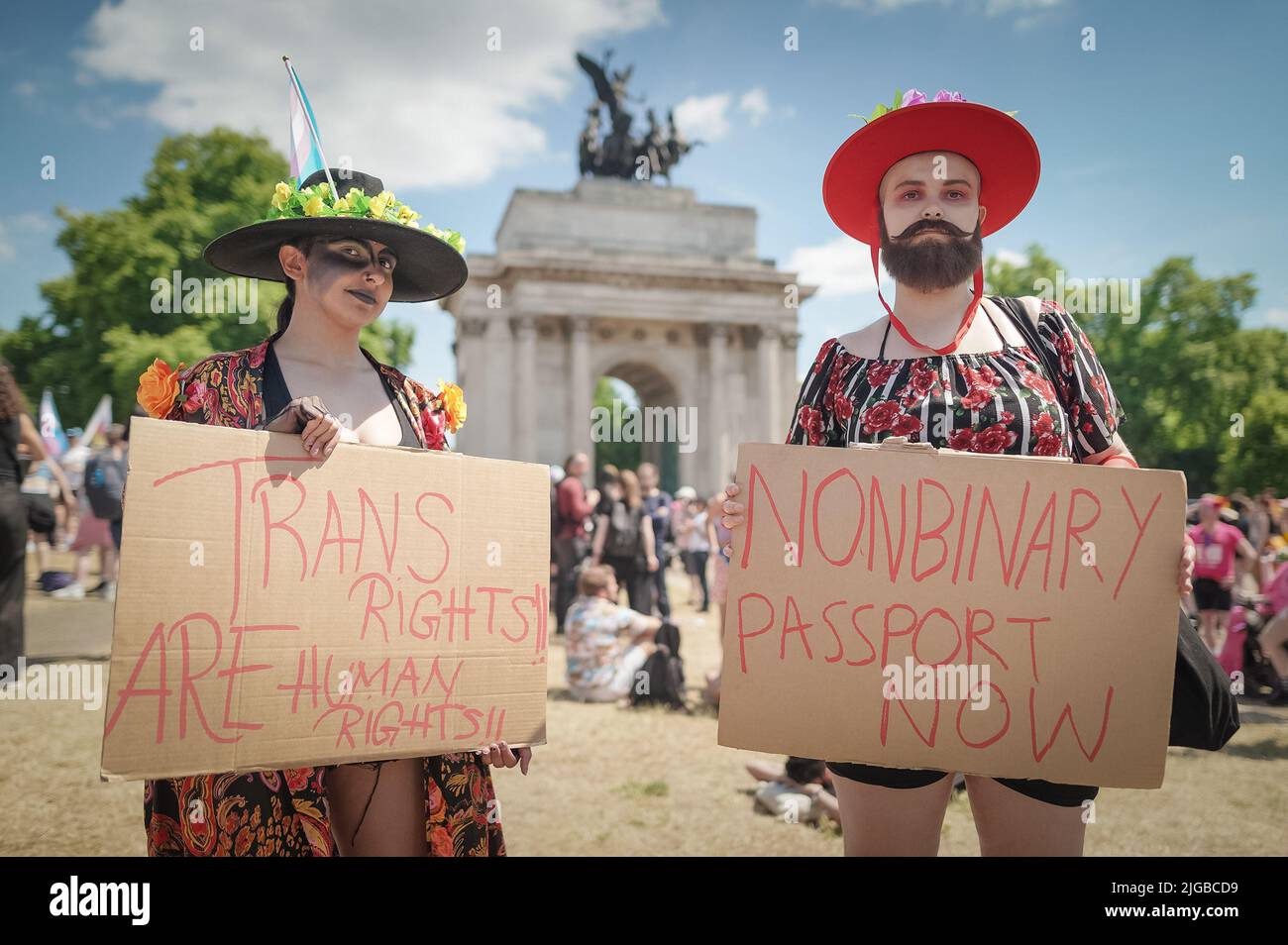 London, UK. 9th July 2022. Trans+ Pride protest sees hundreds of Trans ...