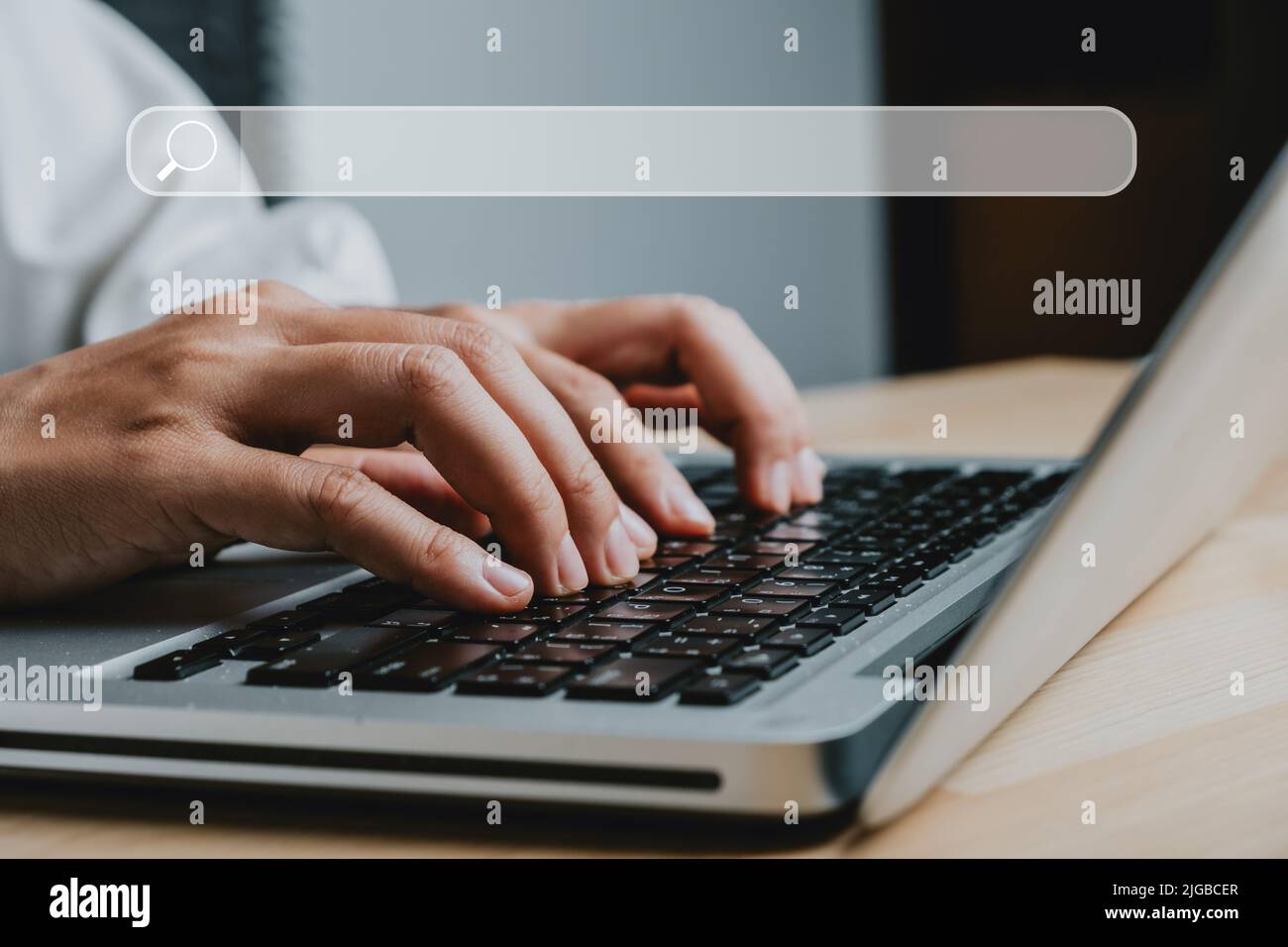 job search concept, Business woman working in computer searching for ...