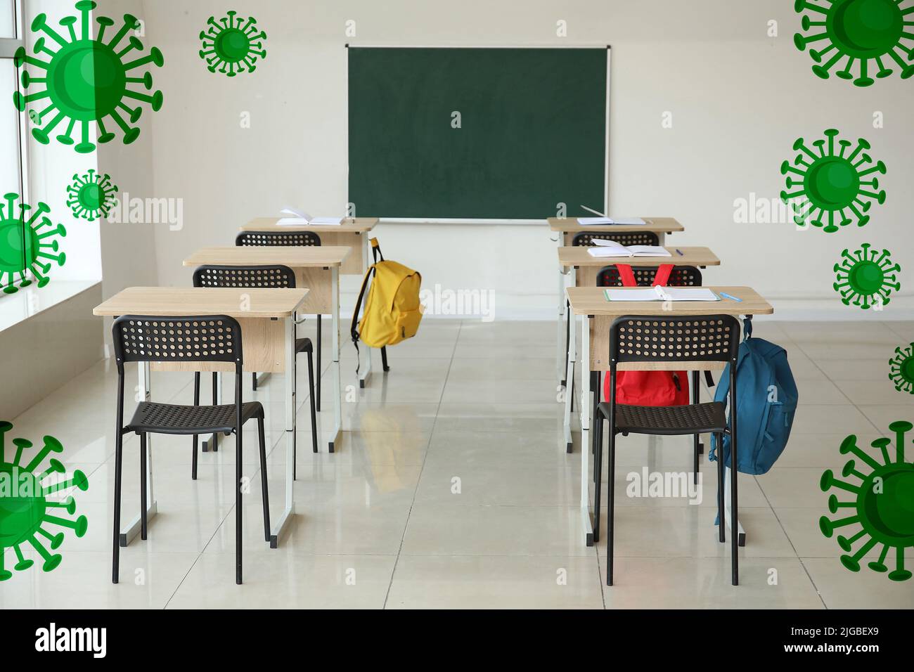 Interior of modern empty classroom. Coronavirus epidemic Stock Photo ...
