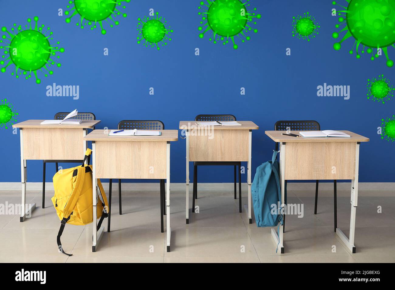 Interior of modern empty classroom. Coronavirus epidemic Stock Photo ...