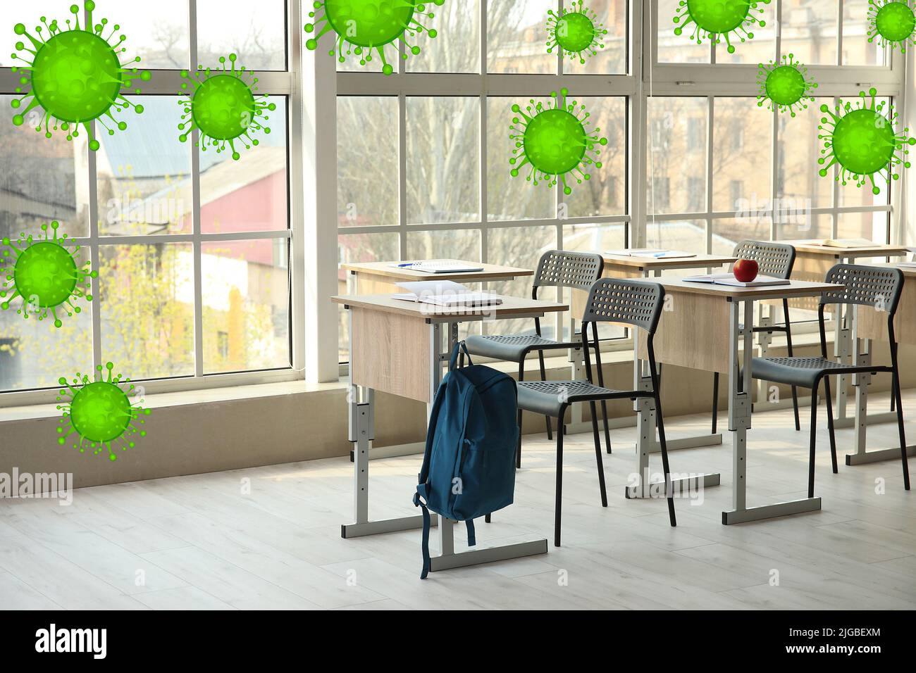 Interior of modern empty classroom. Coronavirus epidemic Stock Photo ...