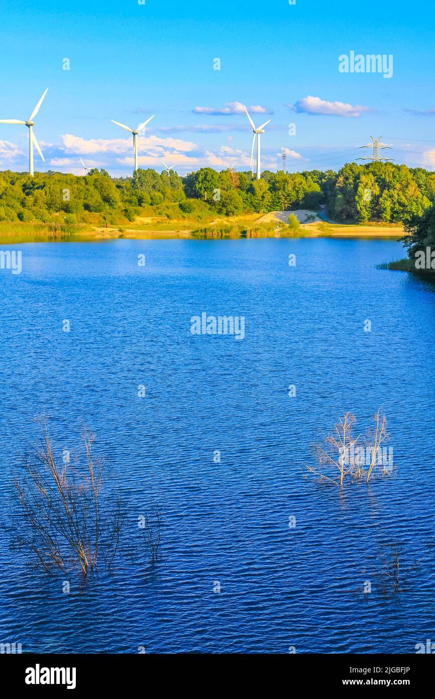 Beautiful quarry lake dredging pond lake with blue turquoise water blue ...
