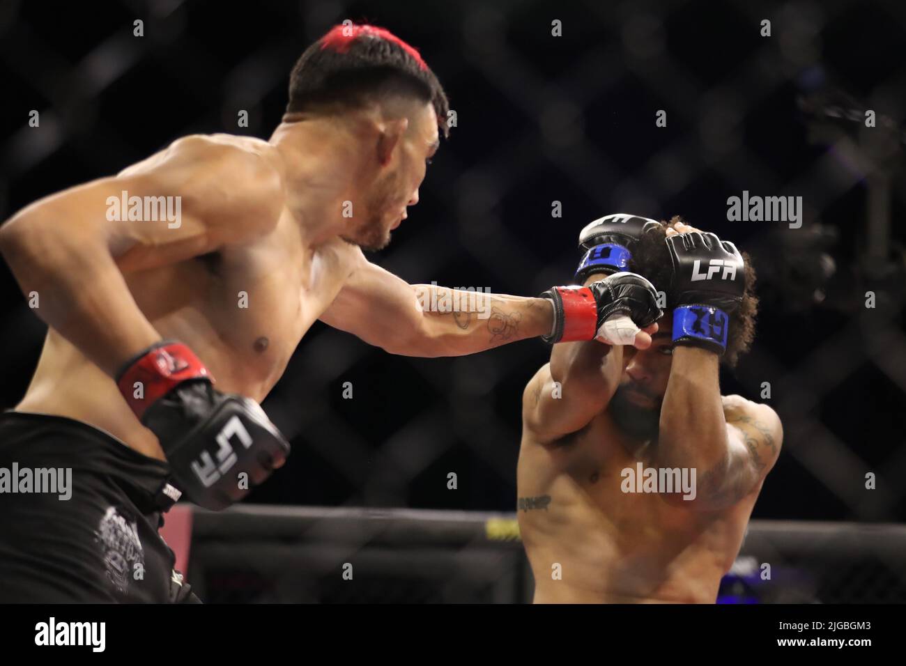 PHOENIX, AZ - JULY 8: Austin Wourms and Lucas Clay meet in the octagon ...