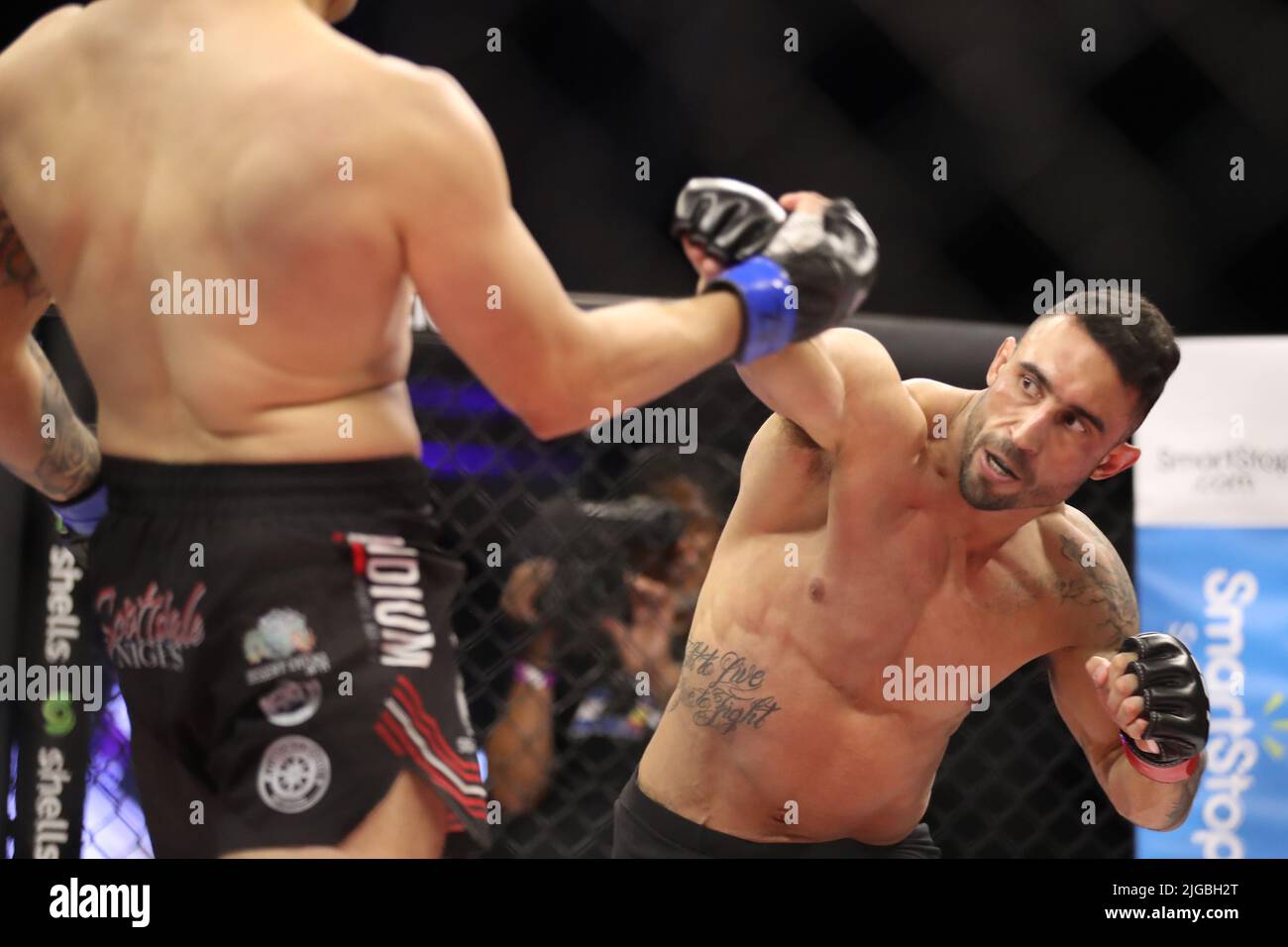 PHOENIX, AZ - JULY 8: Alfonso Leyva and Daniel Reis meet in the octagon ...