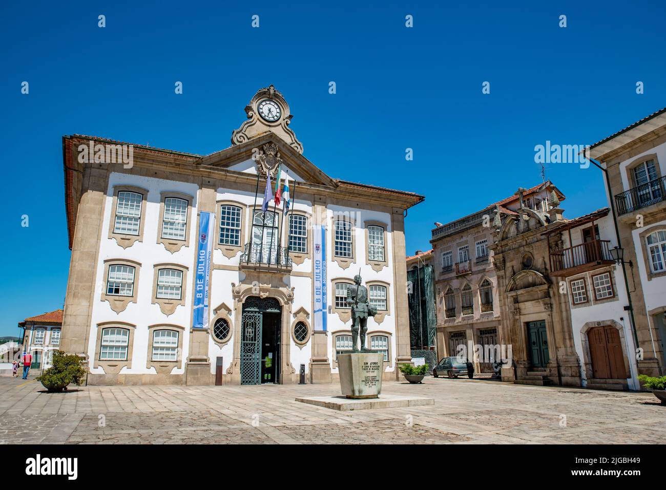 Chaves, Portugal - July 2020: Chaves City Hall is perched atop the ...