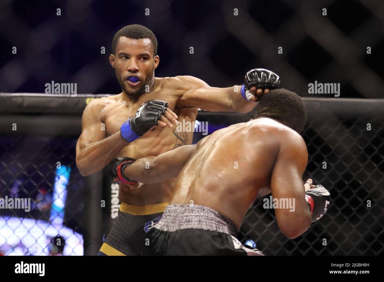 PHOENIX, AZ - JULY 8: Cedric Katambwa and James Hay meet in the octagon ...