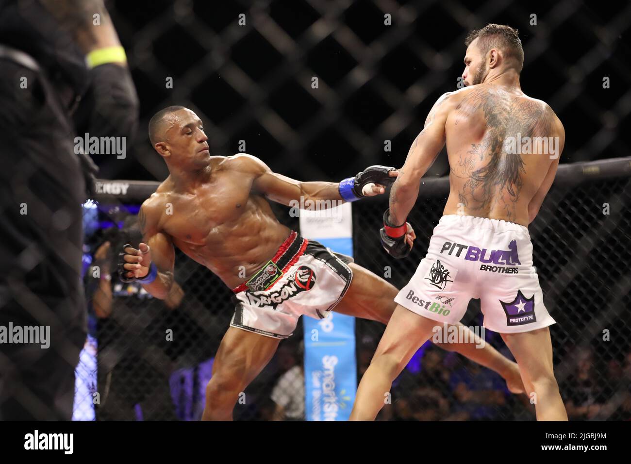 PHOENIX, AZ - JULY 8: Felipe Bunes and Wascar Cruz meet in the octagon ...
