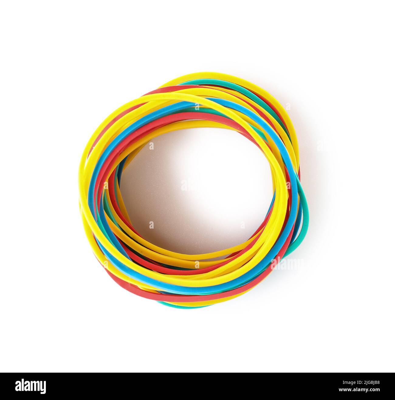 Stack of colorful rubber bands on white background Stock Photo - Alamy
