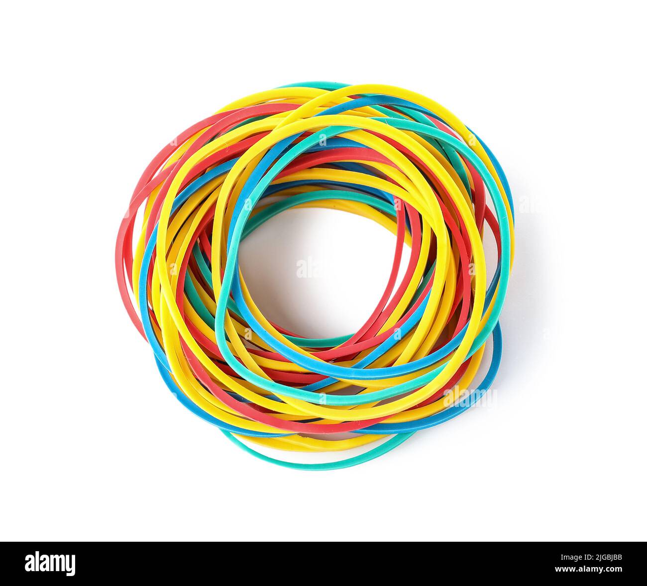 Colorful rubber bands on white background Stock Photo - Alamy