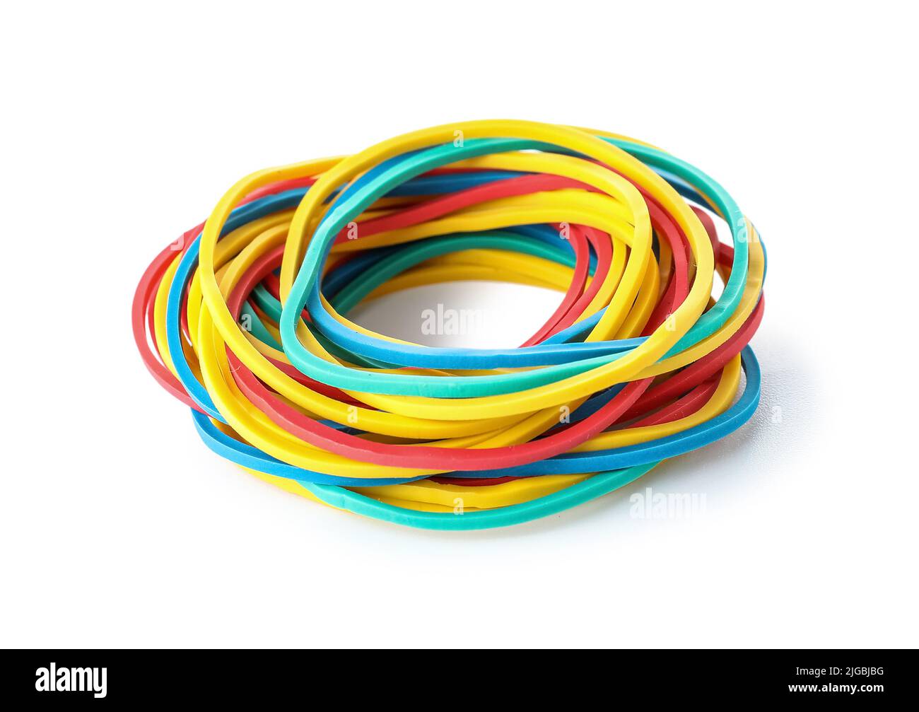 Colorful rubber bands on white background Stock Photo - Alamy