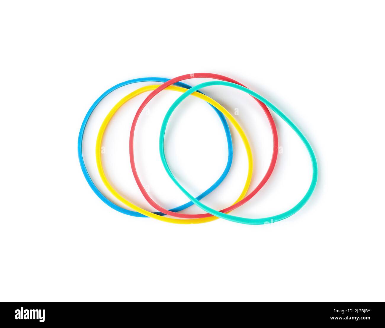 Different rubber bands on white background Stock Photo - Alamy