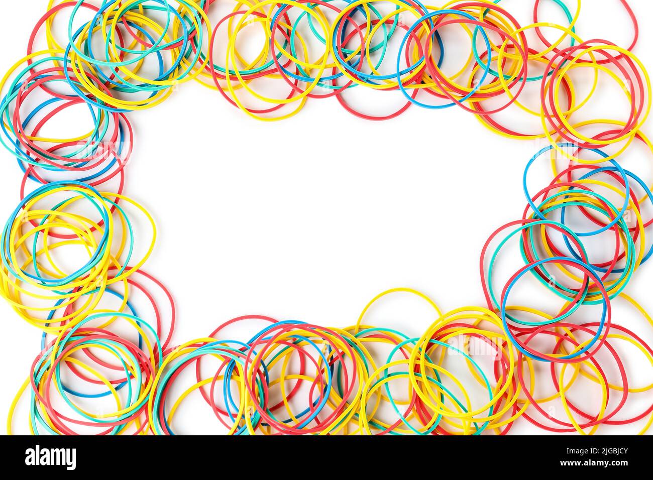 Frame made of colorful rubber bands on white background Stock Photo - Alamy