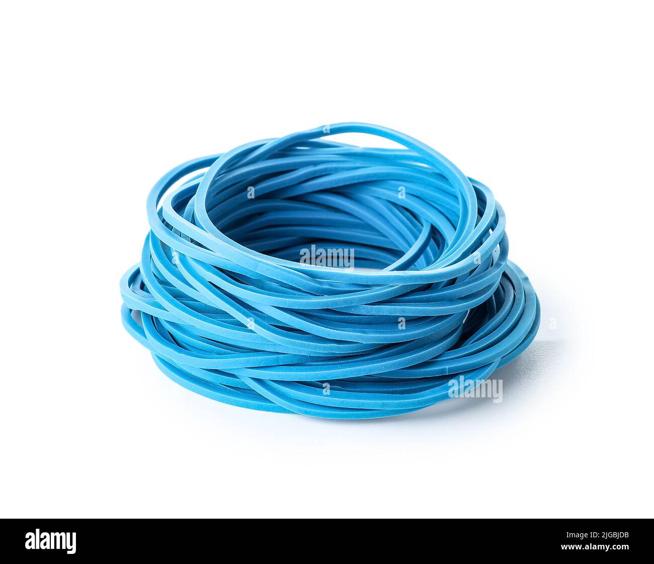Stack of blue rubber bands on white background Stock Photo - Alamy