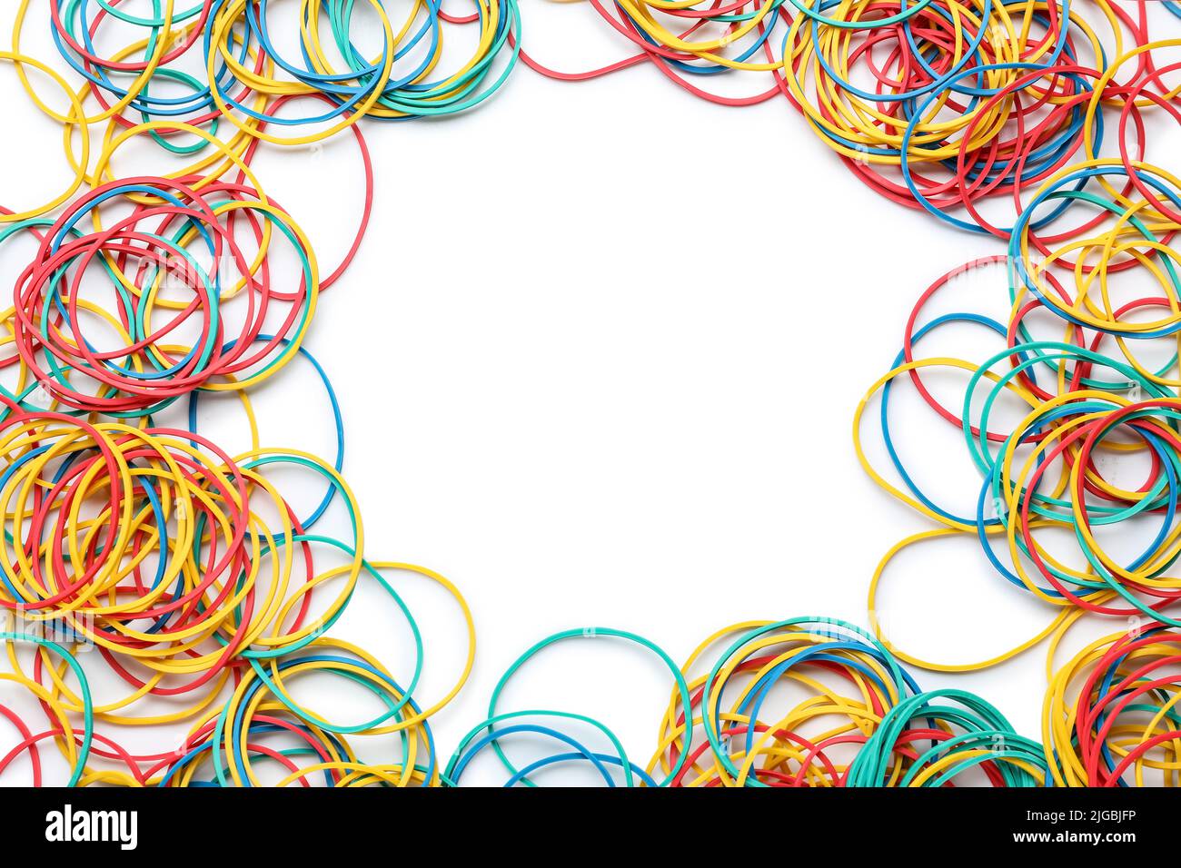 Frame made of different rubber bands on white background Stock Photo ...