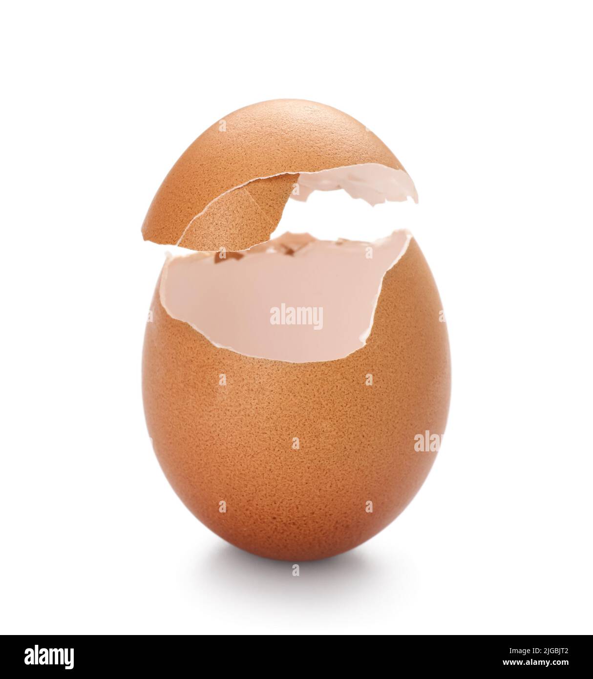 Egg shell on white background Stock Photo - Alamy