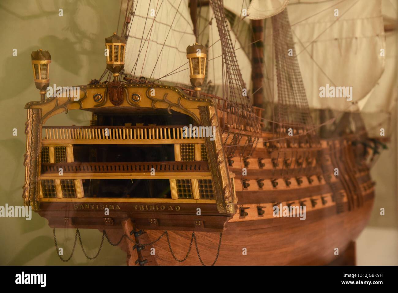 Wooden scale-modell of a Spanish sailing ship Stock Photo - Alamy