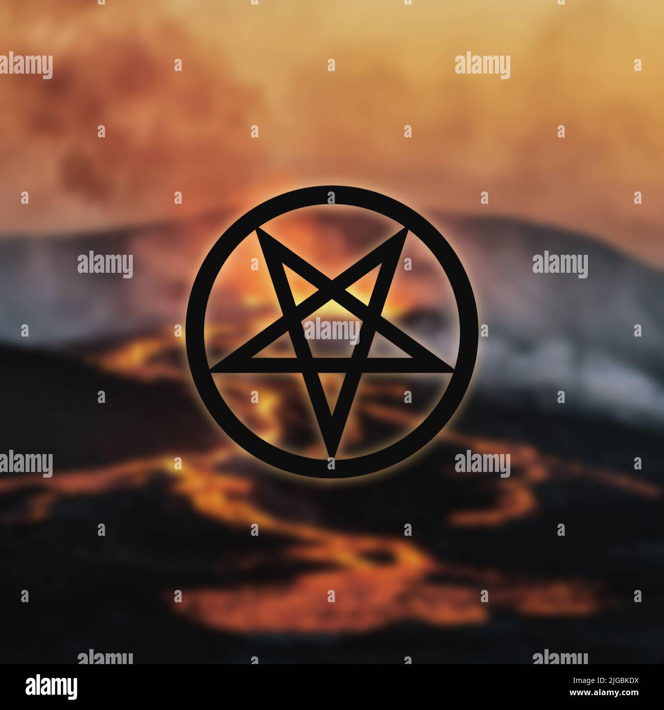 Inverted pentagram on background volcanic hi-res stock photography and ...
