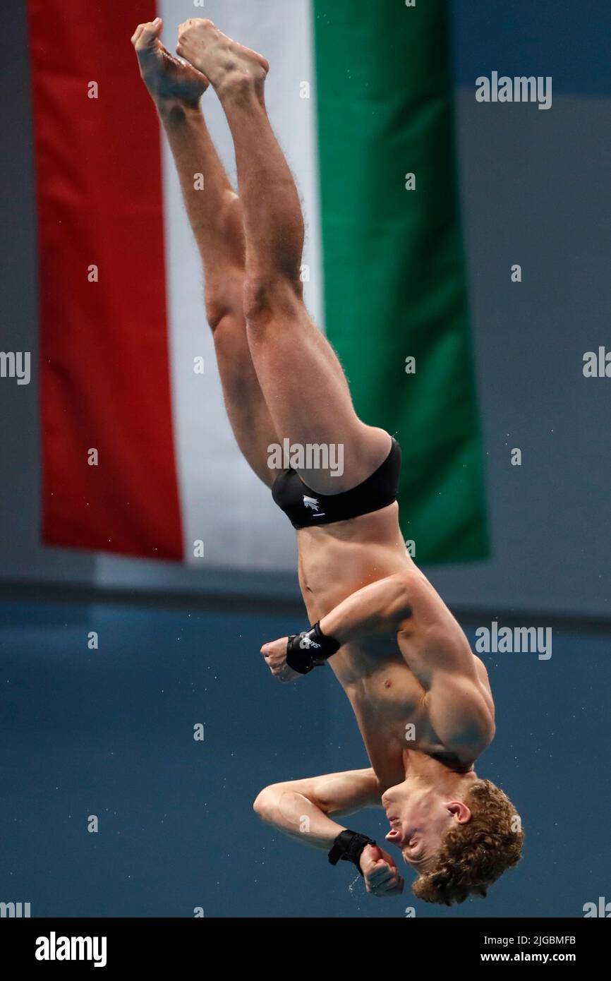 Budapest, Hungary, 3rd July 2022. Rylan Wiens of Canada competes in the ...