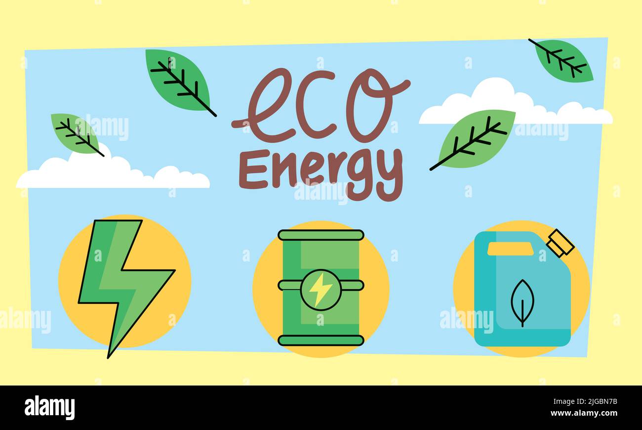 eco energy lettering and leafs Stock Vector Image & Art - Alamy